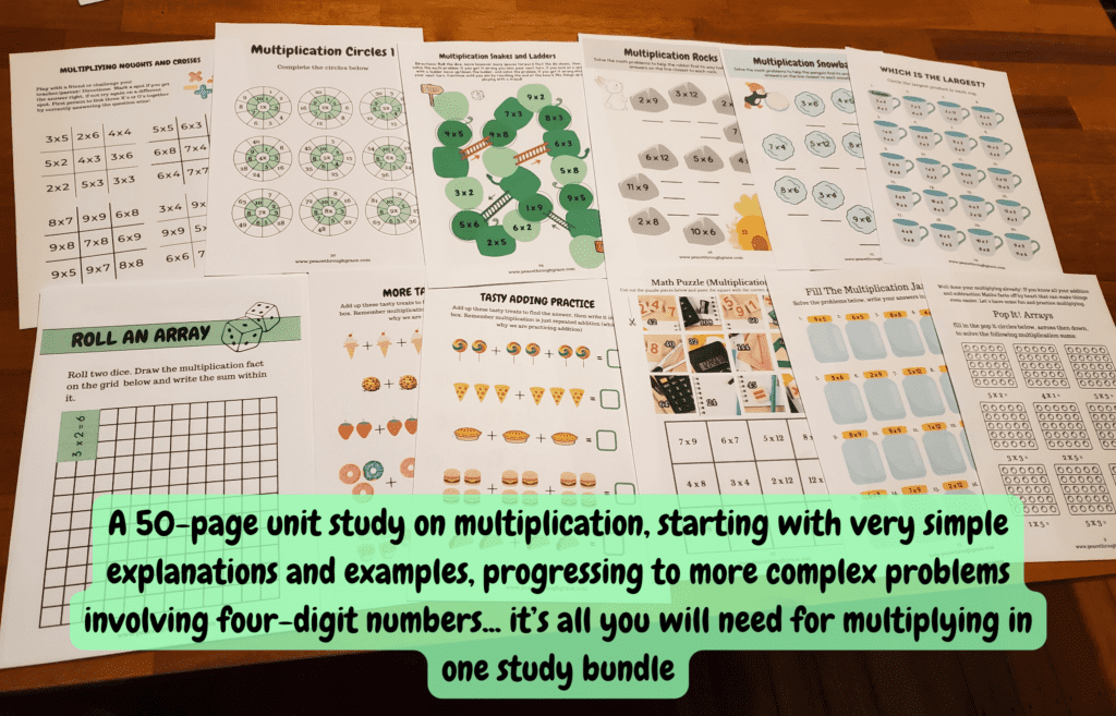 Multiplication Study Bundle (Ages 7+) Digital Download Printable
