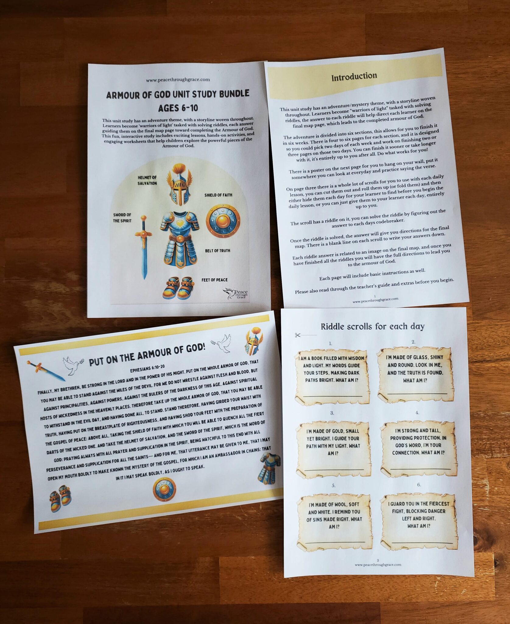 Armour of God Unit Study (Ages 6-12) Digital Download Printable Bundle
