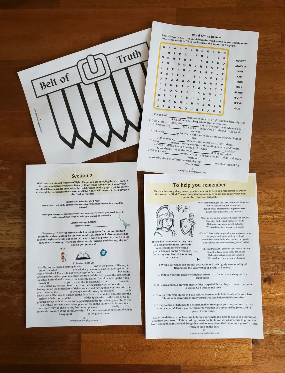 Armour of God Unit Study (Ages 6-12) Digital Download Printable Bundle