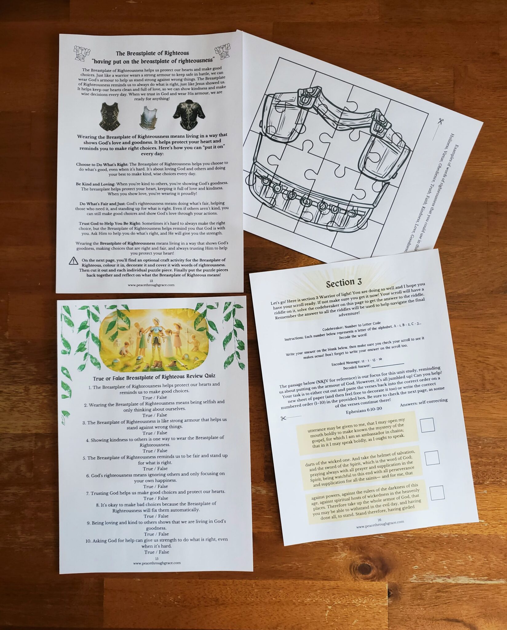 Armour of God Unit Study (Ages 6-12) Digital Download Printable Bundle